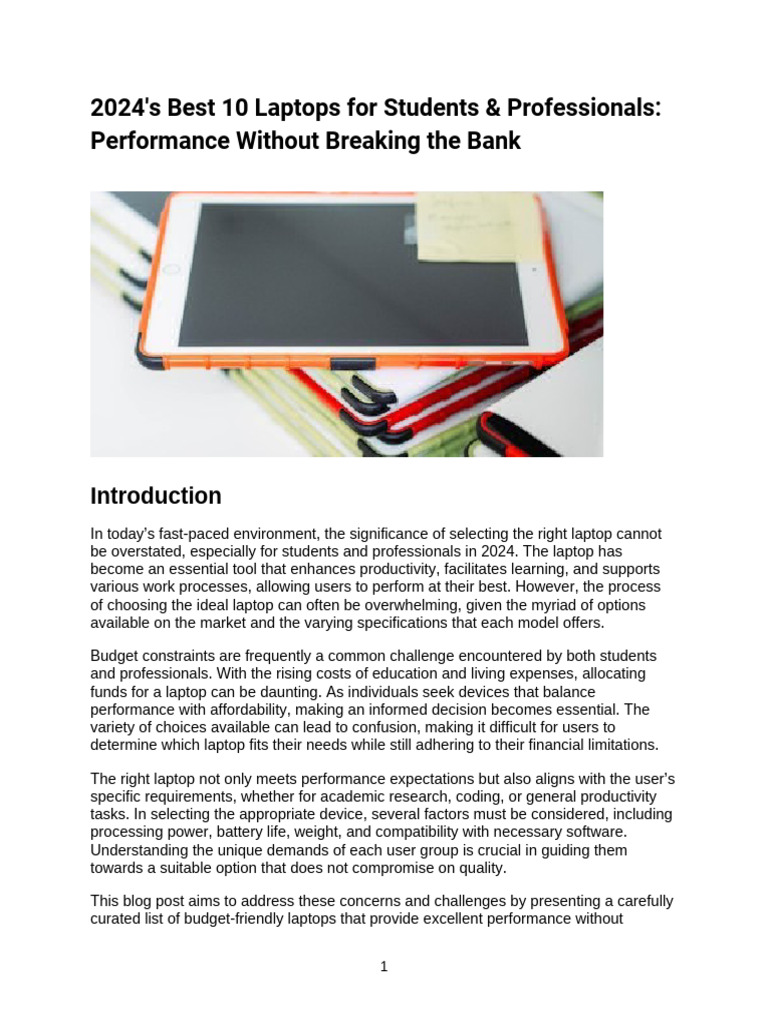 2024 Best 10 Laptops | PDF | Laptop | Computer Engineering