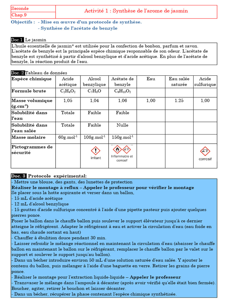 Synthèse de l'arôme de jasmin | PDF | Acide acétique | Bien-être