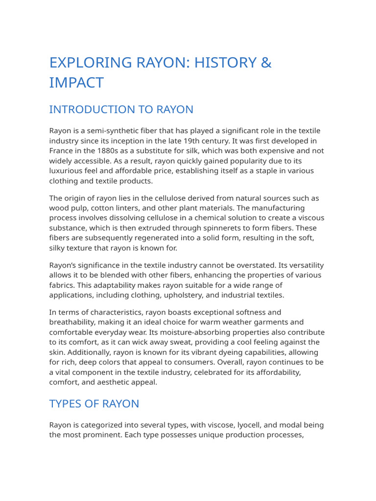 Exploring Rayon - History & Impact | PDF