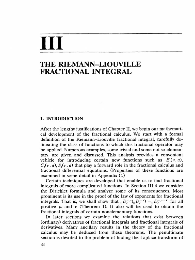 The Riemann-Liouville Fractional Integrals | PDF