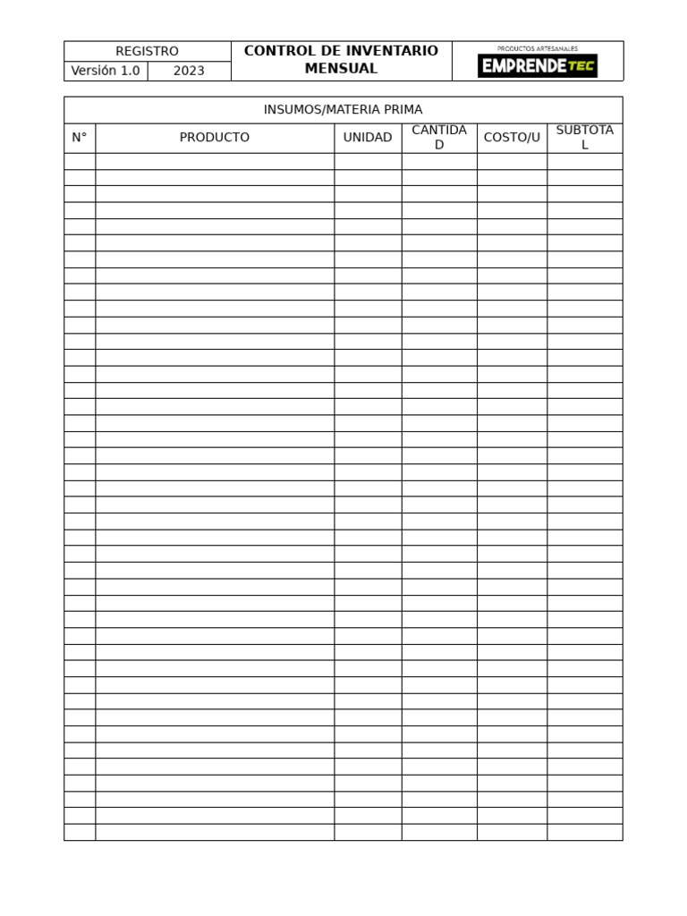 Formato Control de Inventario Anual | PDF