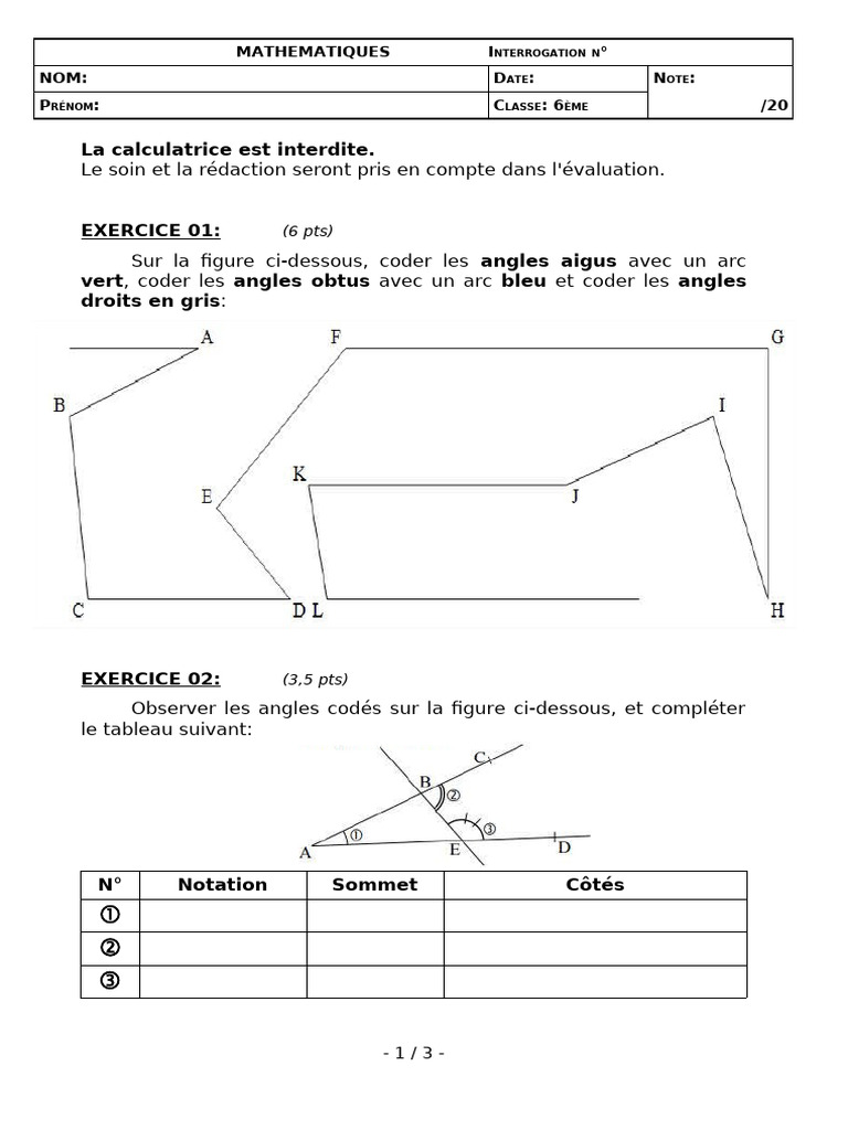 Interrogation N° (Angles) | PDF