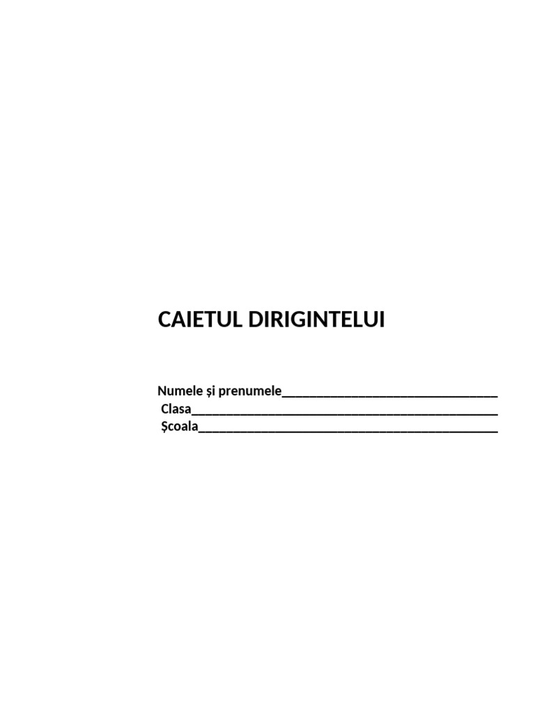 Caietul Dirigintelui Model | PDF