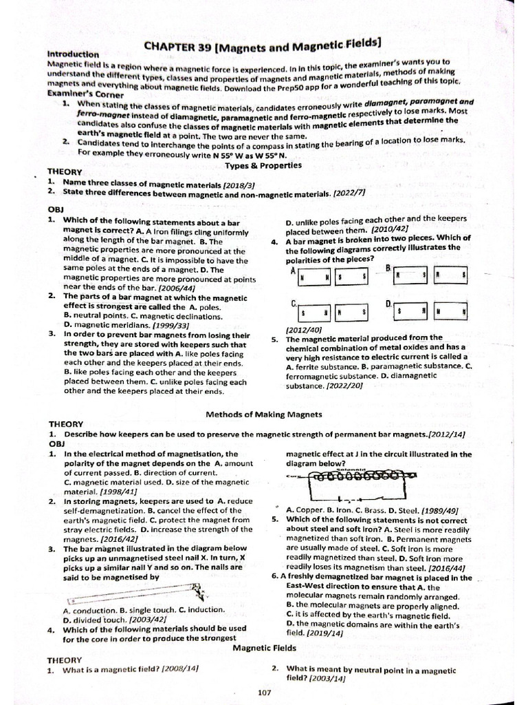 Magnetism and Electromagnetism Questions | PDF