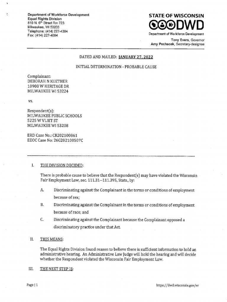 MPS Employees vs. Milwaukee Public Schools Litigation Equal Rights ...
