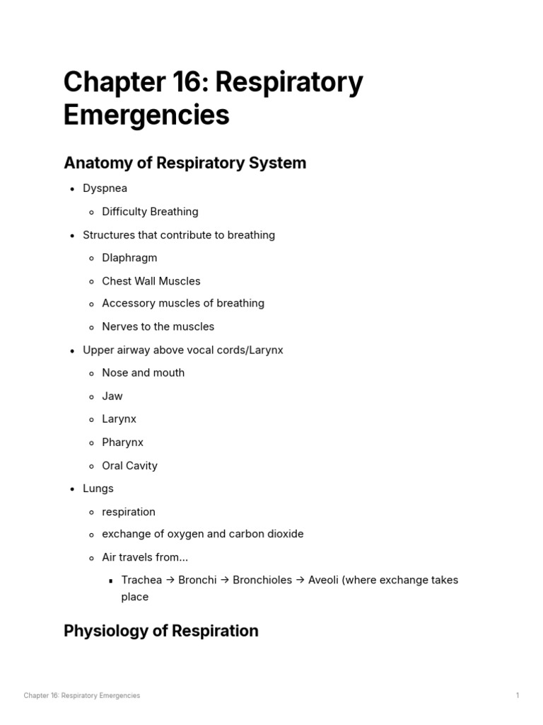 Chapter 16 Respiratory Emergencies | PDF