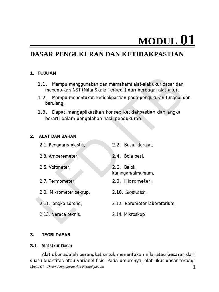 MODUL 01 Dasar Pengukuran Dan Ketidakpastian - 17 Juni 2022 | PDF