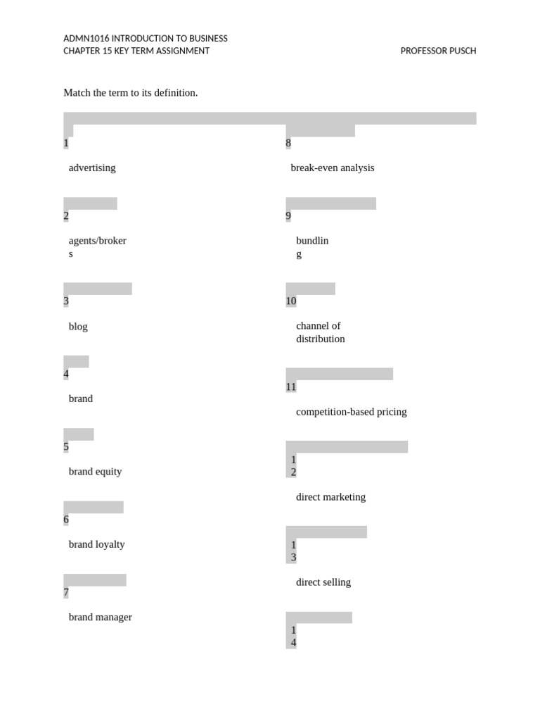 CH15 Key Term Assignment | PDF