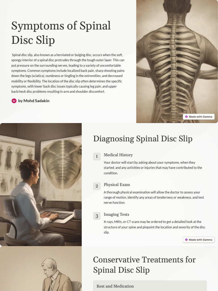 Symptoms of Spinal Disc Slip | PDF