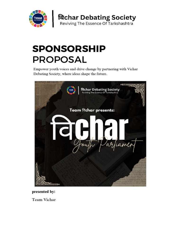 Vichar Youth Parliament Sponsorship Deck | PDF