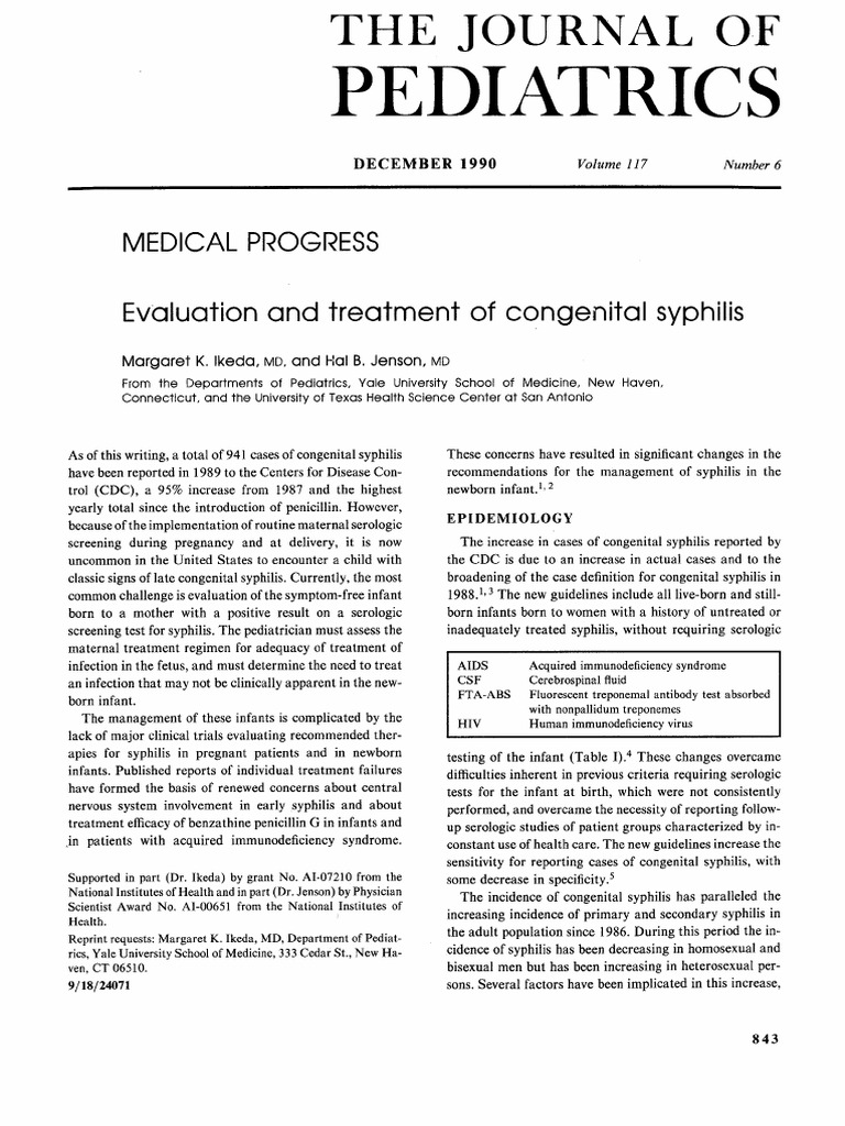 Evaluation and Treatment of Congenital Syphilis Ym | PDF | Pregnancy ...