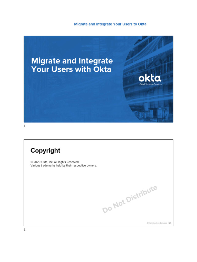 Migrate and Integrate Your Users with Okta - Student Guide | PDF