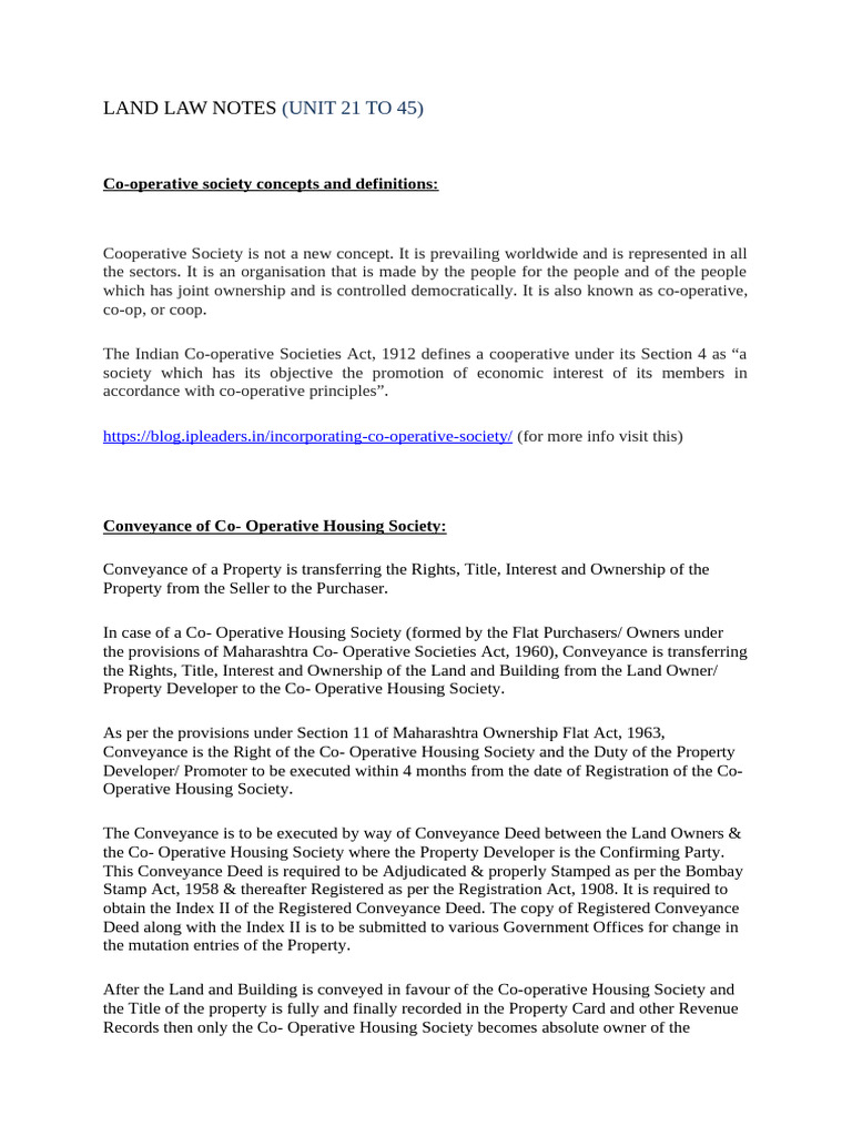 Land Law Notes 21 Unit Onwards | PDF