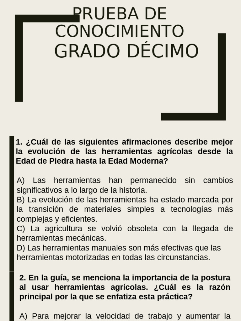 Prueba de Conocimiento GRADO DECIMO | PDF