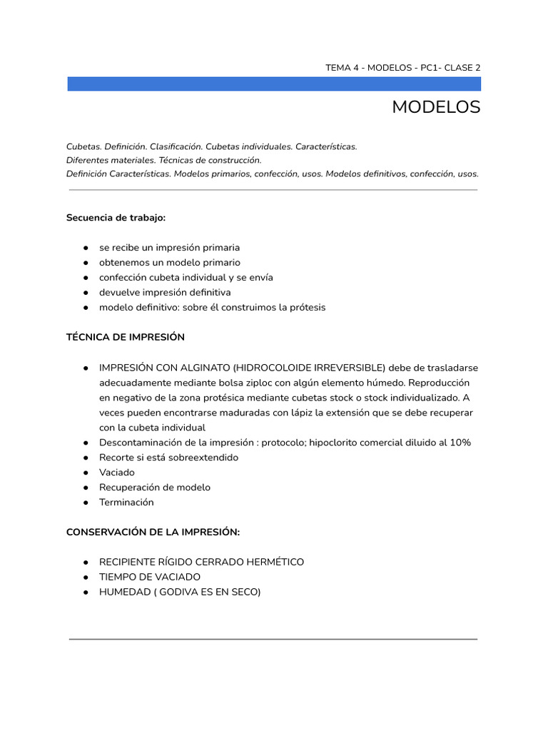 Tema 3 - Modelos - PC1 - Clase 1 | PDF | Yeso | Arte