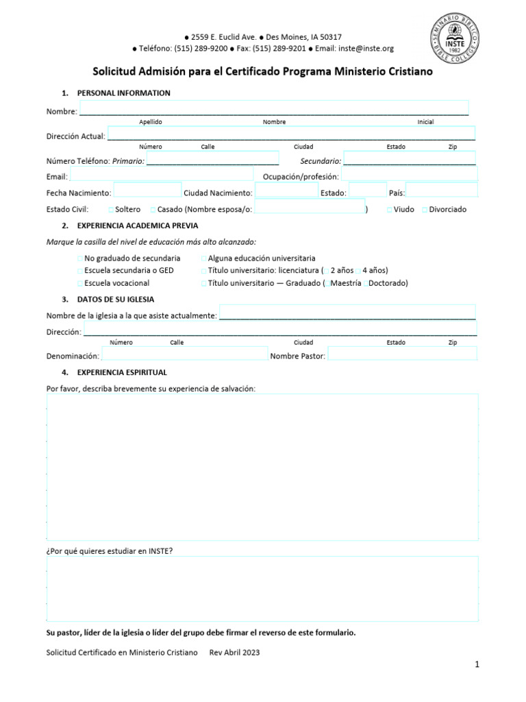 ApplicationForAdmission Sp | PDF