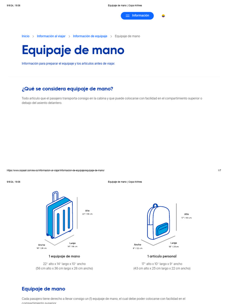Equipaje de mano _ Copa Airlines | PDF