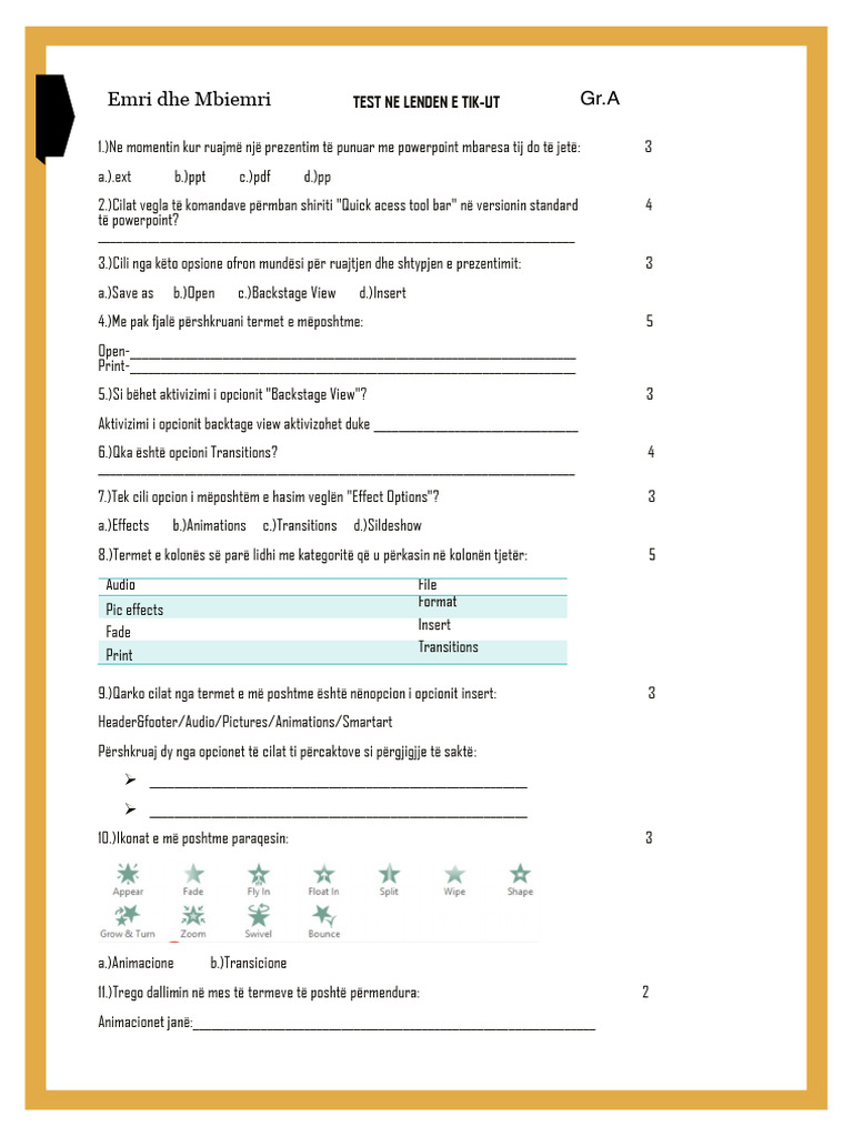 Emri Dhe Mbiemri: Test Ne Lenden E Tik-Ut | PDF