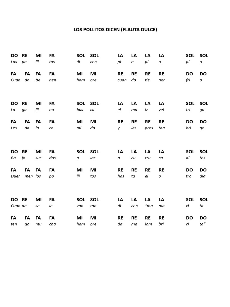 Los Pollitos Dicen | PDF