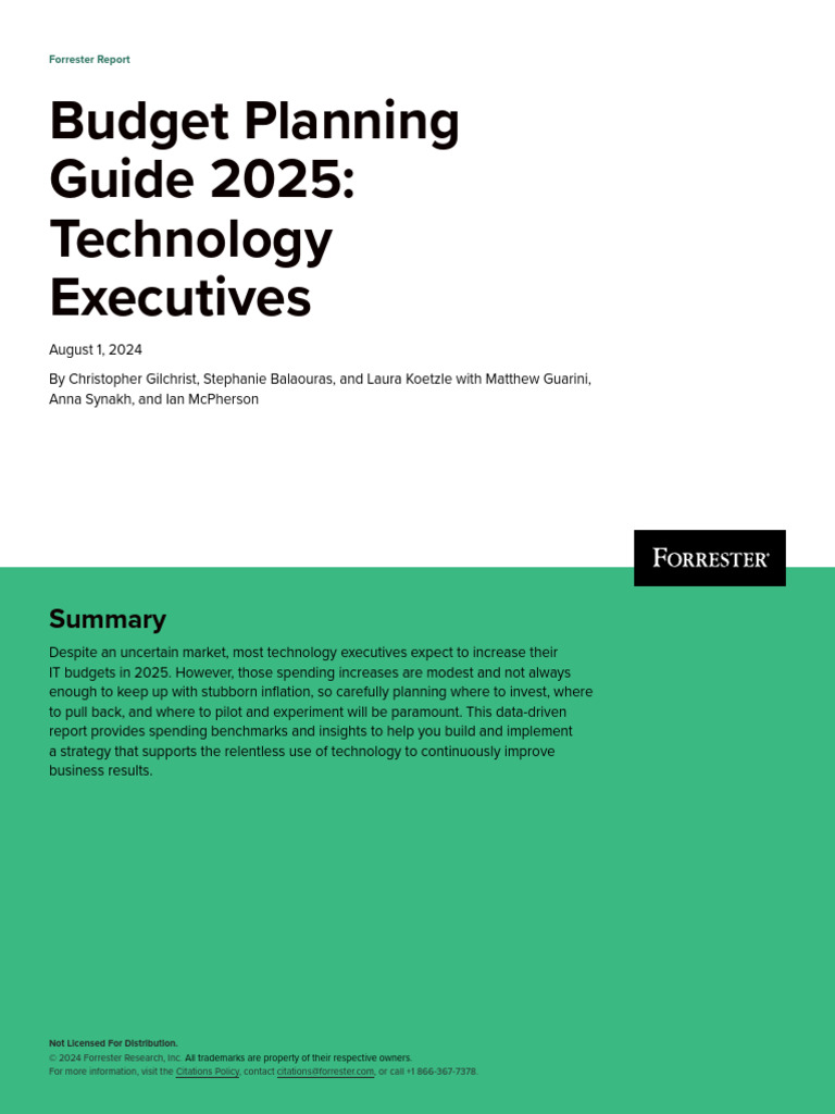 Forrester-Budget-Planning-Guide-2025-Technology-Executive | PDF