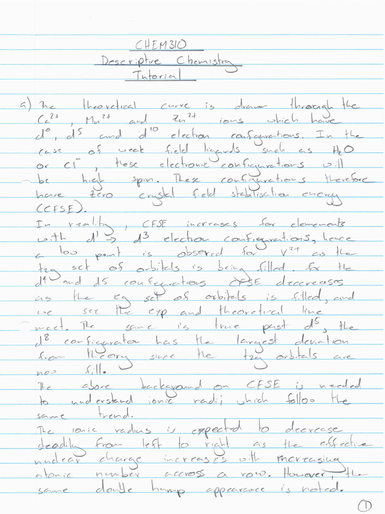 Descriptive Chemistry Tutorial Memo | PDF