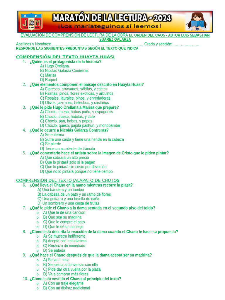 Maratón de La Lectura 2024-Tercero | PDF