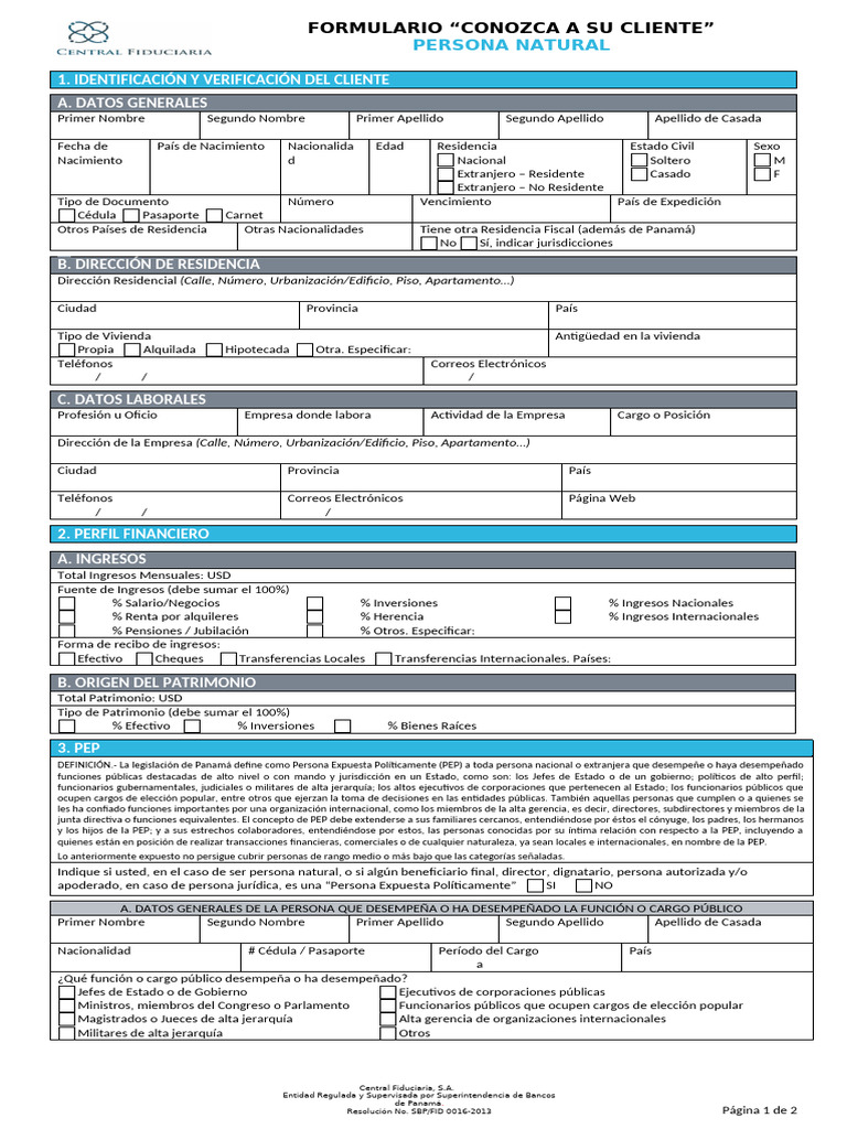 Formulario-Conozca-a-su-Cliente-P-Natural-Oct-2020 | PDF