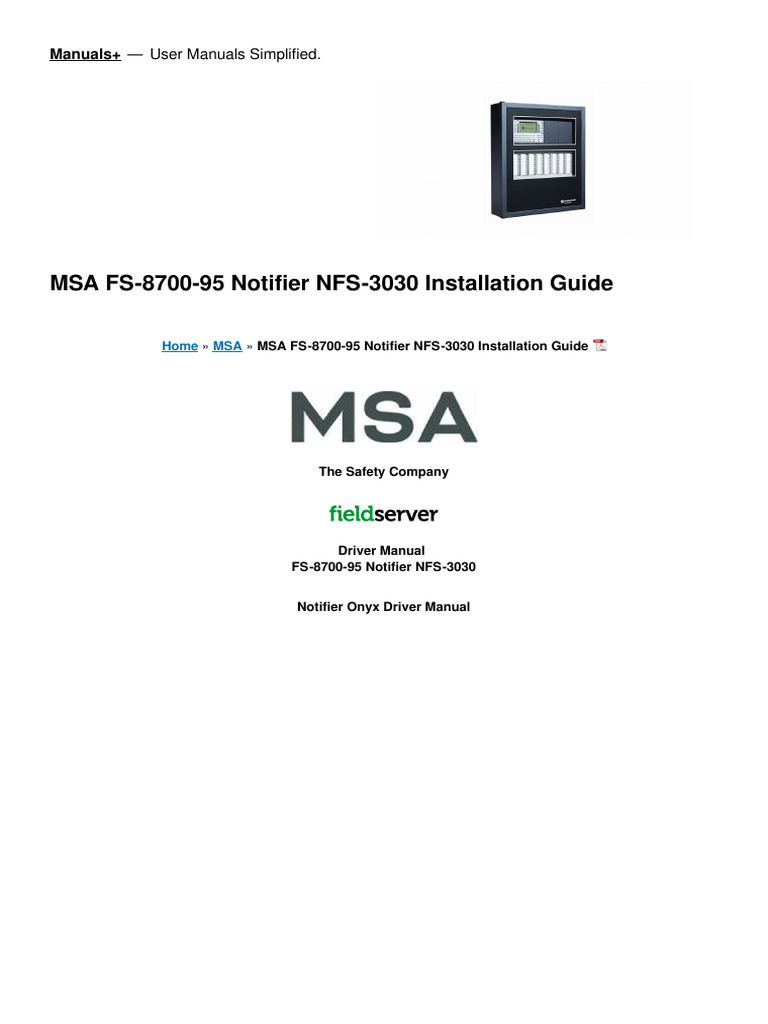 Fs 8700 95 Notifier Nfs 3030 Manual | PDF