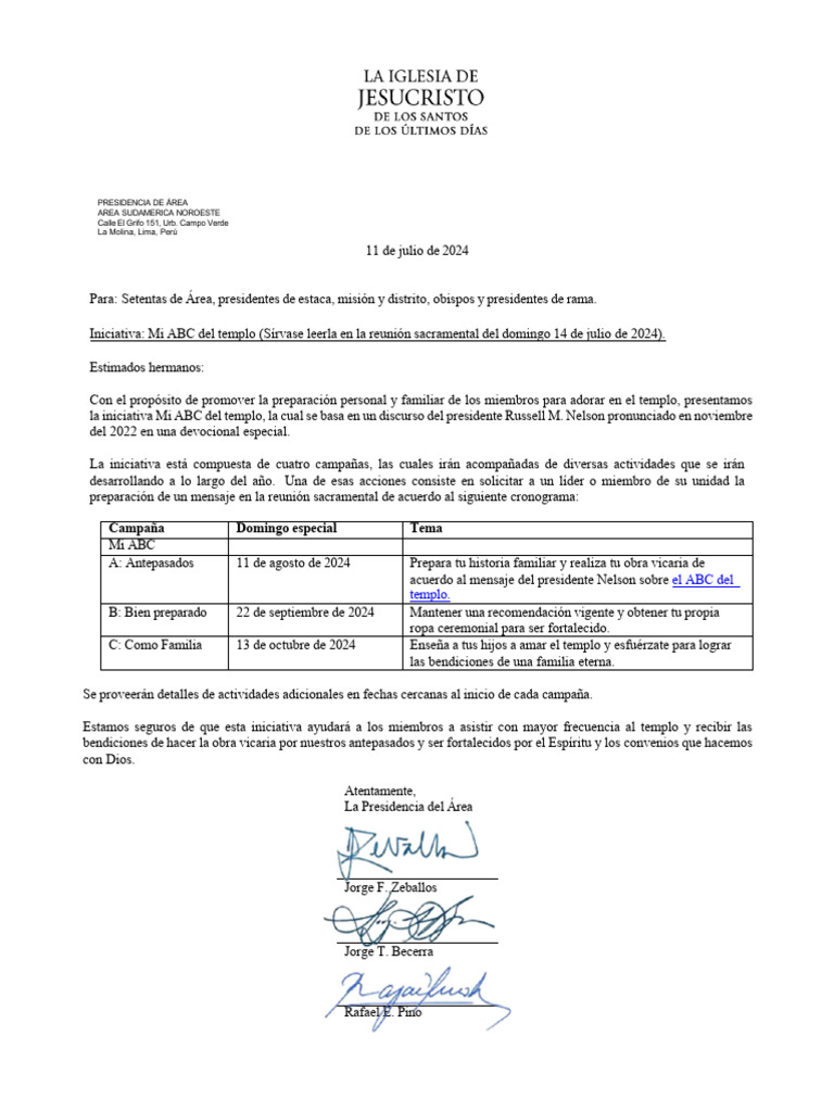 Carta ABC Del Templo | PDF