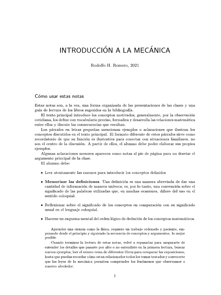 Introduccion Mecanica Clases 1 4 | PDF