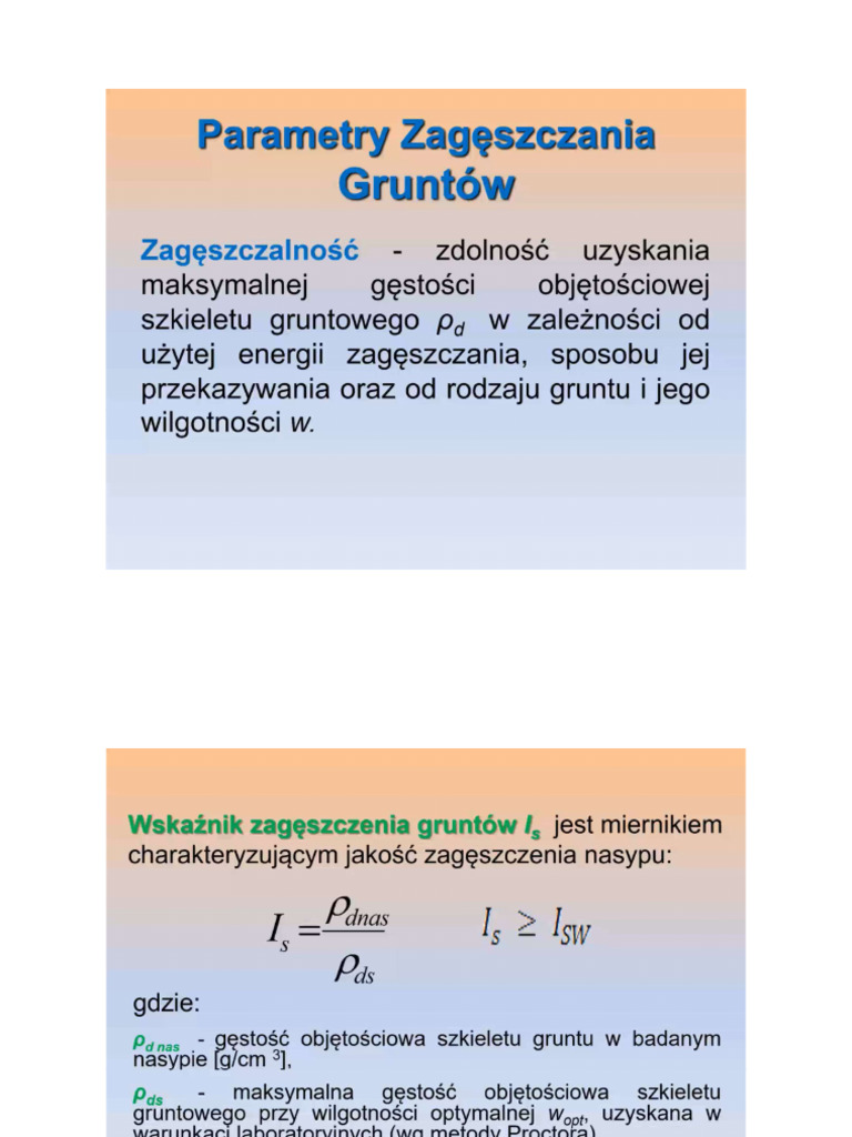 Parametry Zagęszczenia Gruntów Z Wykładu | PDF