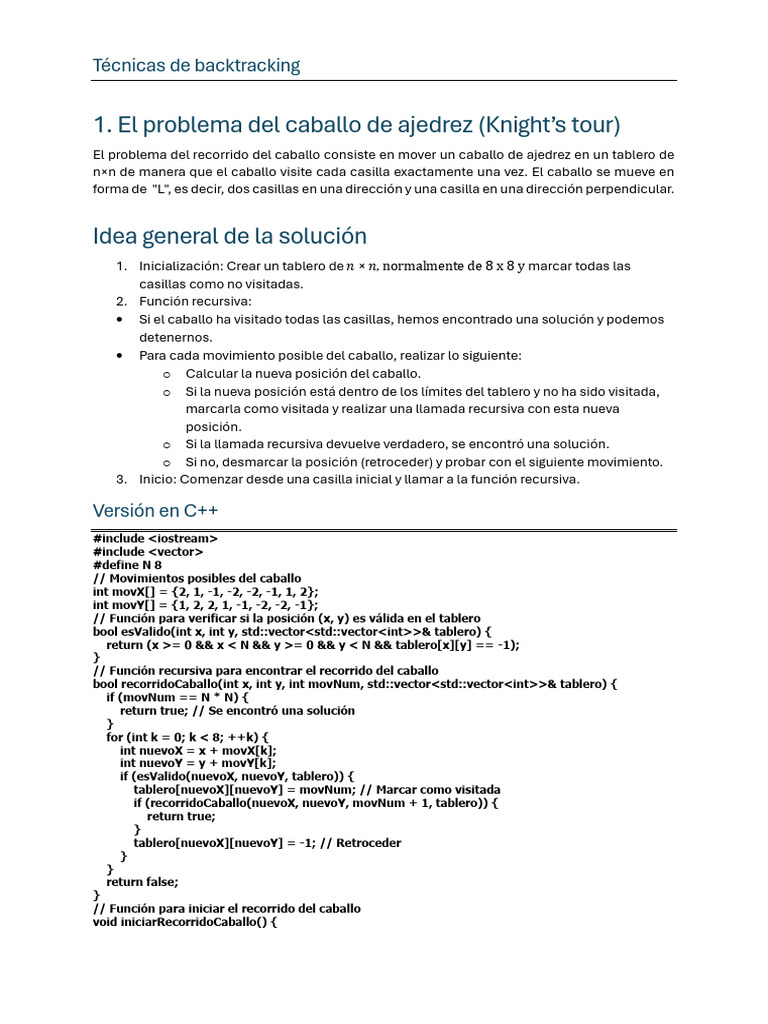 Ejercicios en C Backtracking | PDF