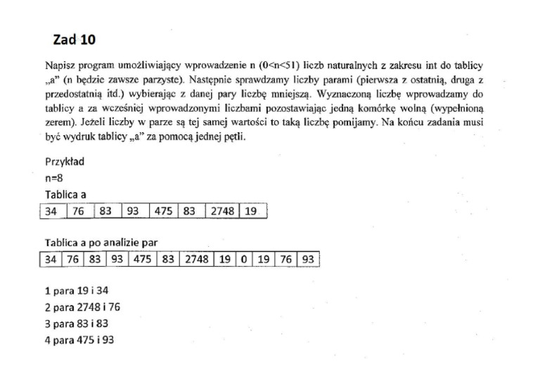 Zad 10 Tablice Jednowymiarowe | PDF