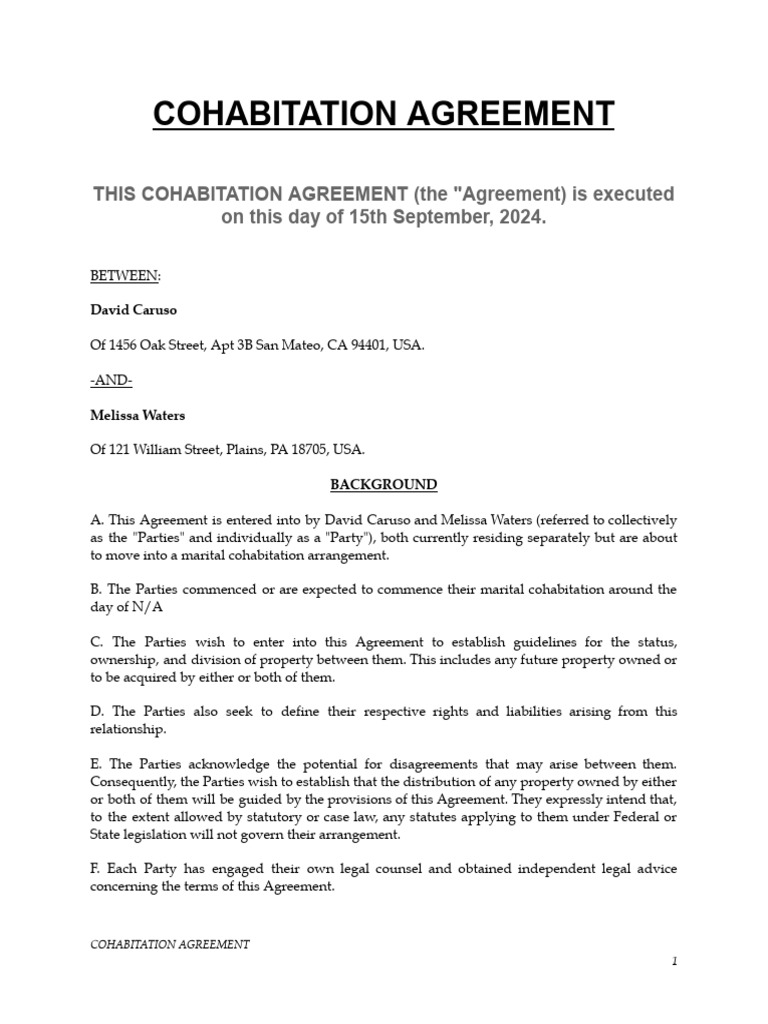 Cohabitation Agreement | PDF