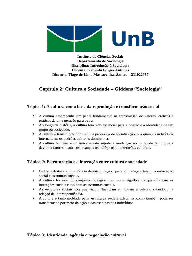 Fichamento Giddens Cap 2 | PDF