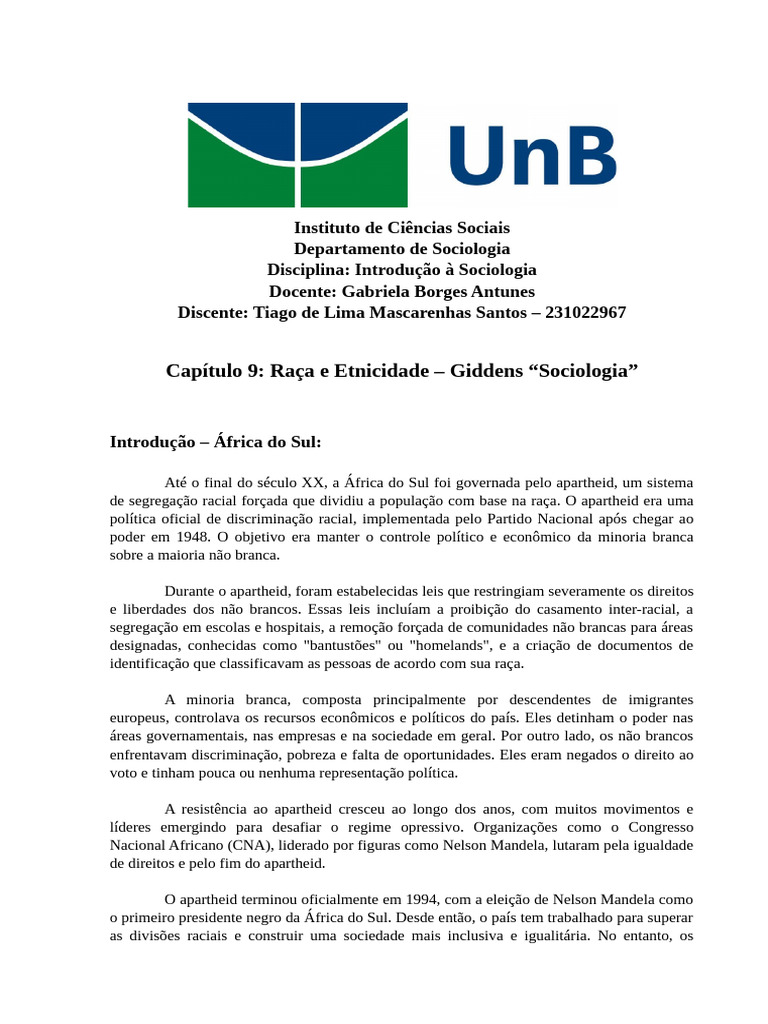 Fichamento Giddens Cap 9 | PDF | Etnicidad | Identidad Política