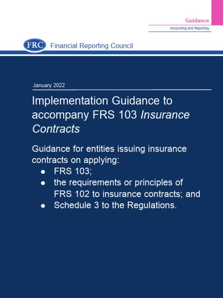 FRS 103 Insurance Contracts Guidance | PDF | Insurance | Finance ...