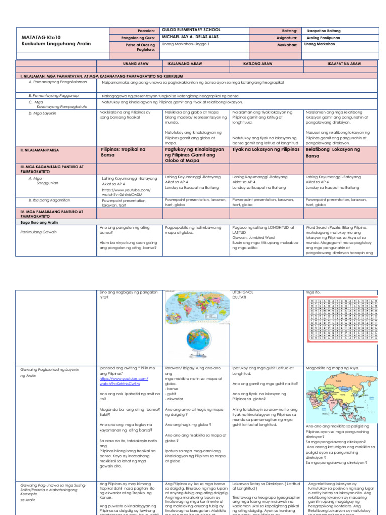 Le-Q1-W1 - Ap 4-Matatag | PDF