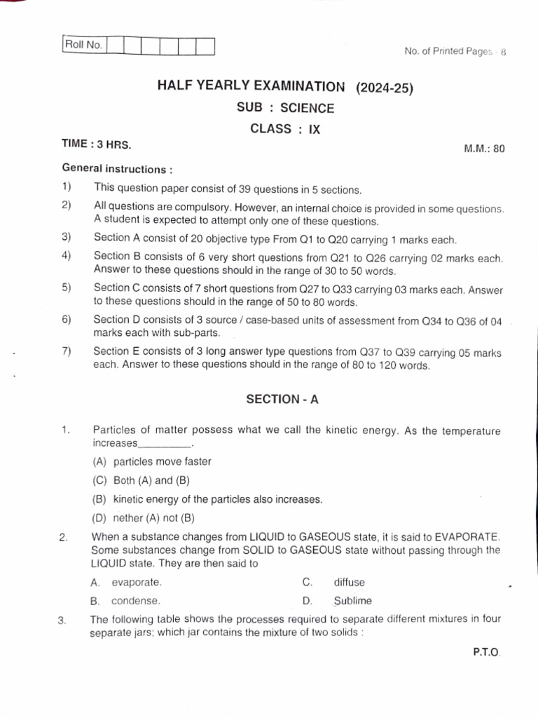 Science Question Paper | PDF