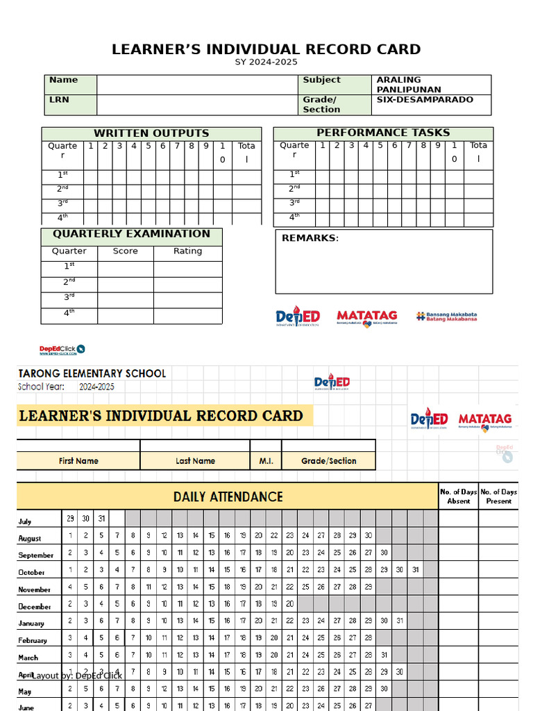 Learner's Individual Record Card | PDF