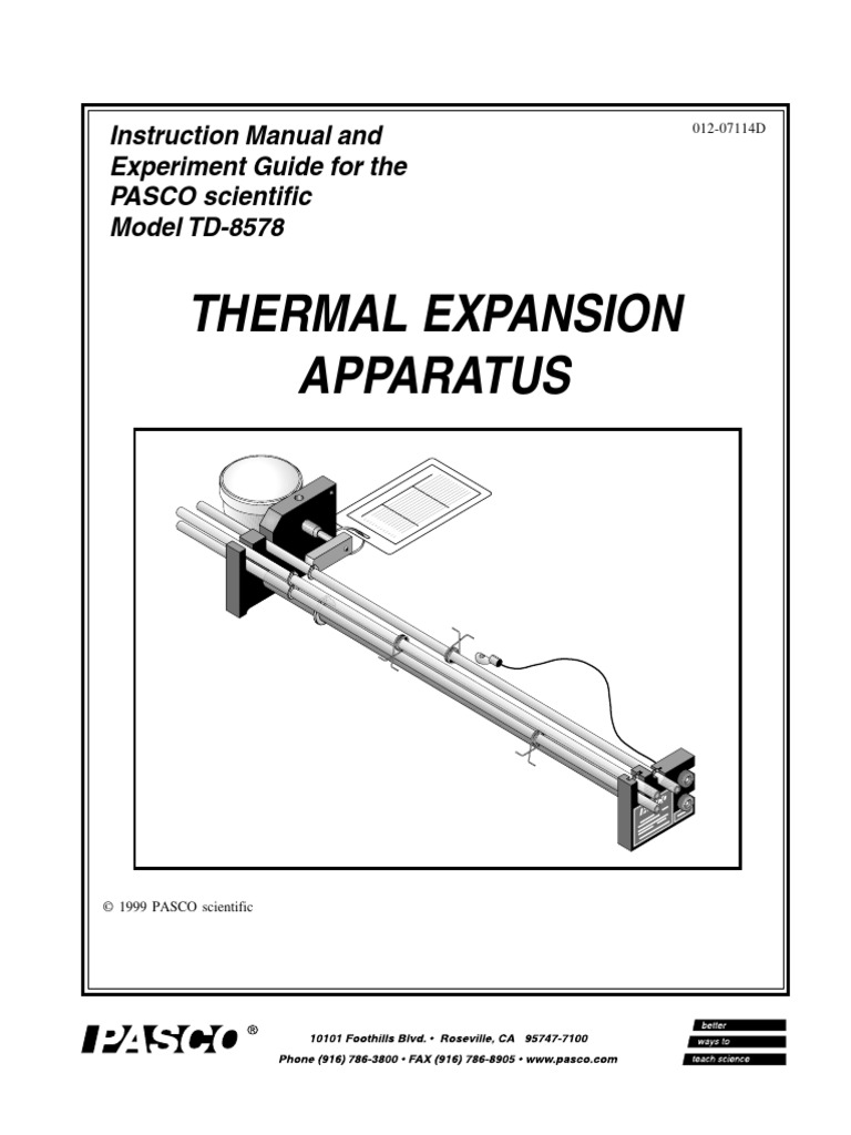 Compact Thermal Expansion Apparatus Manual TD 8578 | PDF