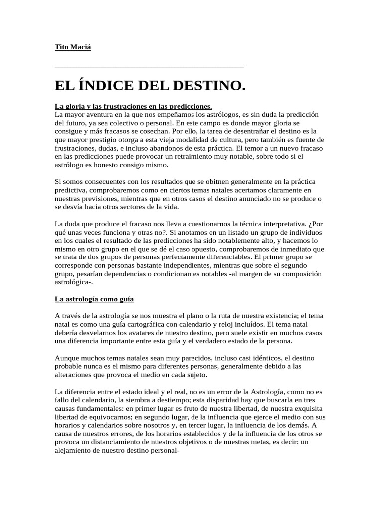 El Indice Del Destino - Tito Macia | PDF