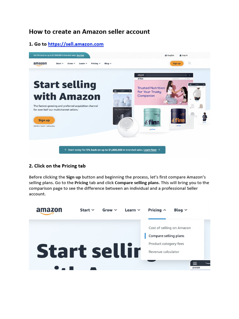 Part1. How To Create An Amazon Seller Account | PDF