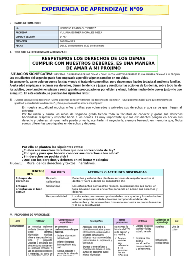 EXPERIENCIA DE APRENDIZAJE 09 (2) (Reparado) | PDF