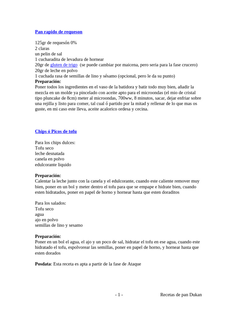 Recetas Pan Dukan | PDF | Panes | Pizza