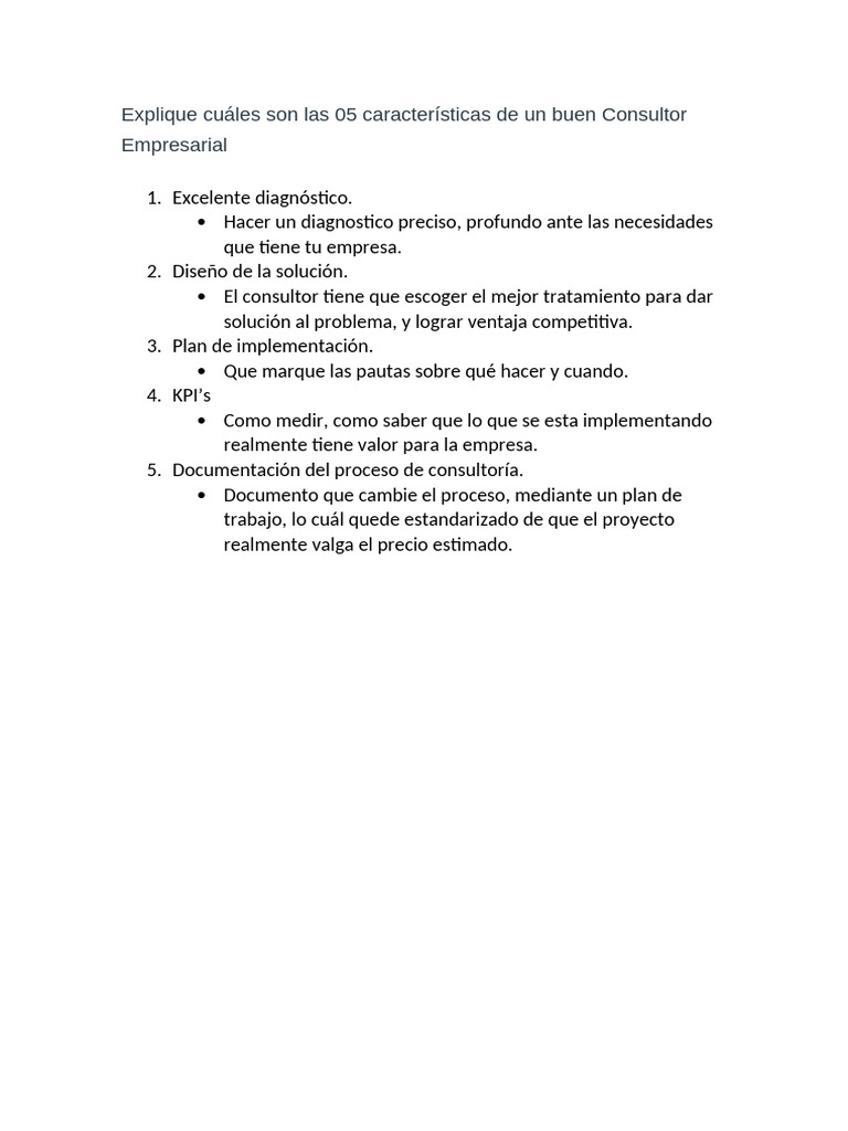 Explique Cuáles Son Las 05 Características de Un Buen Consultor ...