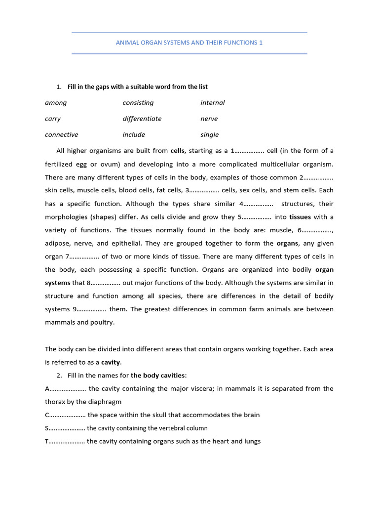 03_Animal organ systems and their functions_01 | PDF