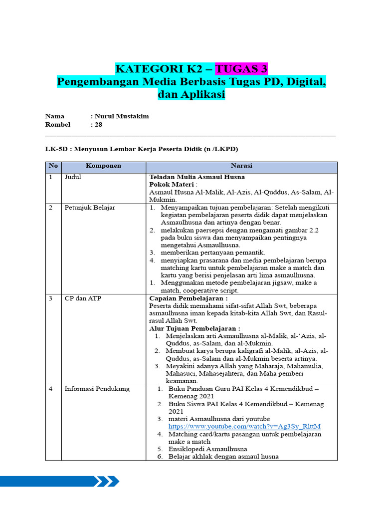 K2 - Tugas 3 - Pengembangan Media Berbasis Tugas PD, Digital, Dan Aplikasi | PDF