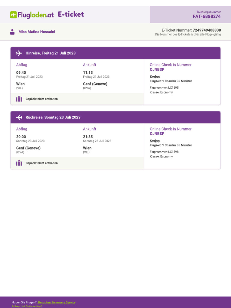 VIE GVA Eticket | PDF