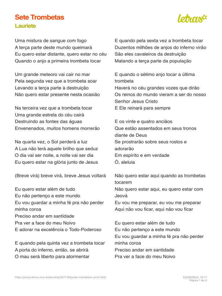 SETE TROMBETAS - Lauriete (Impressão) | PDF